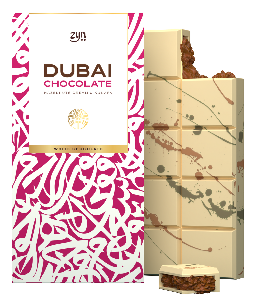 Buy ZYN Dubai Kunafa WHITE Hazelnut Cream Chocolate 200